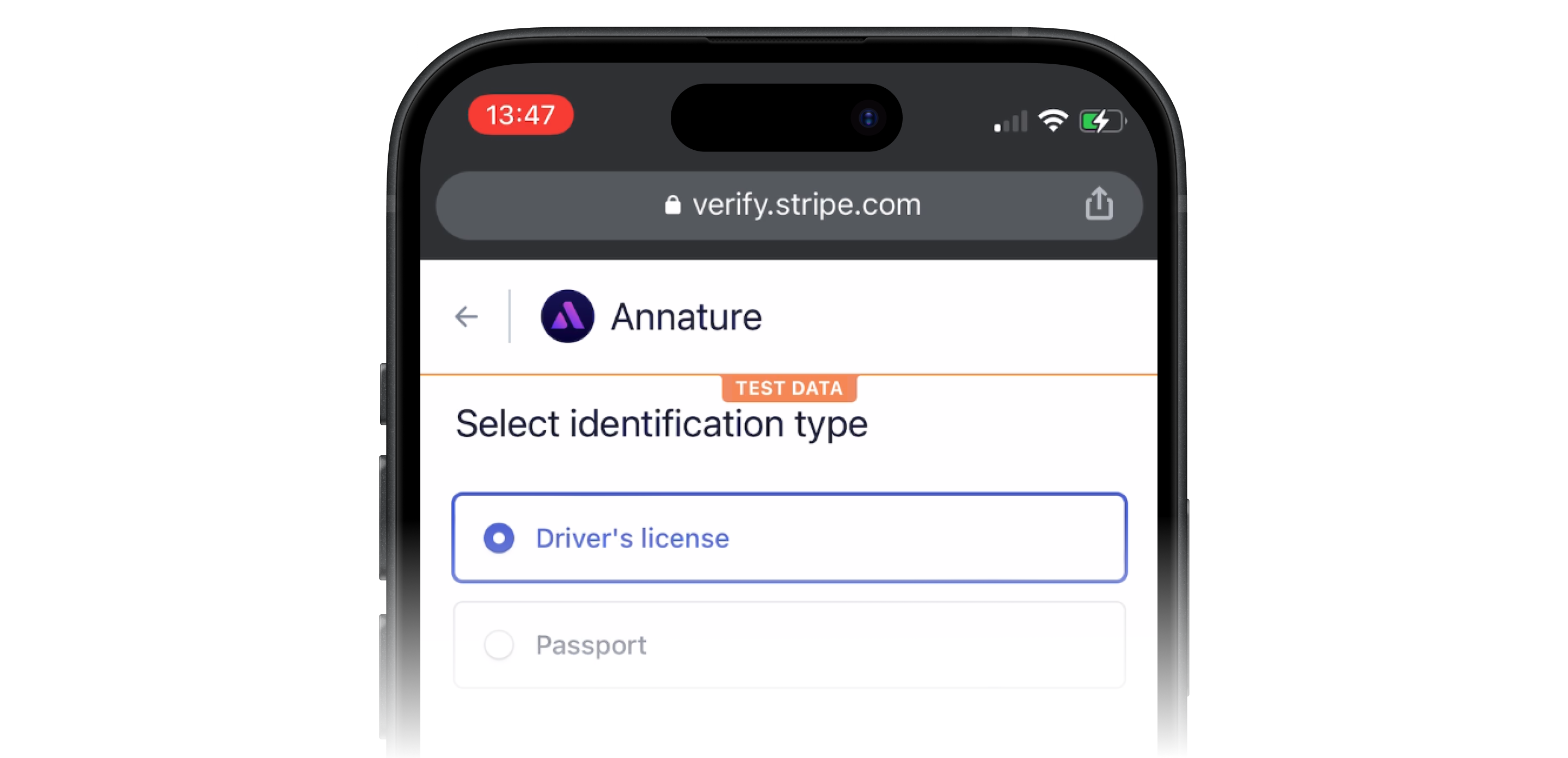 Verify your identity through Annature
