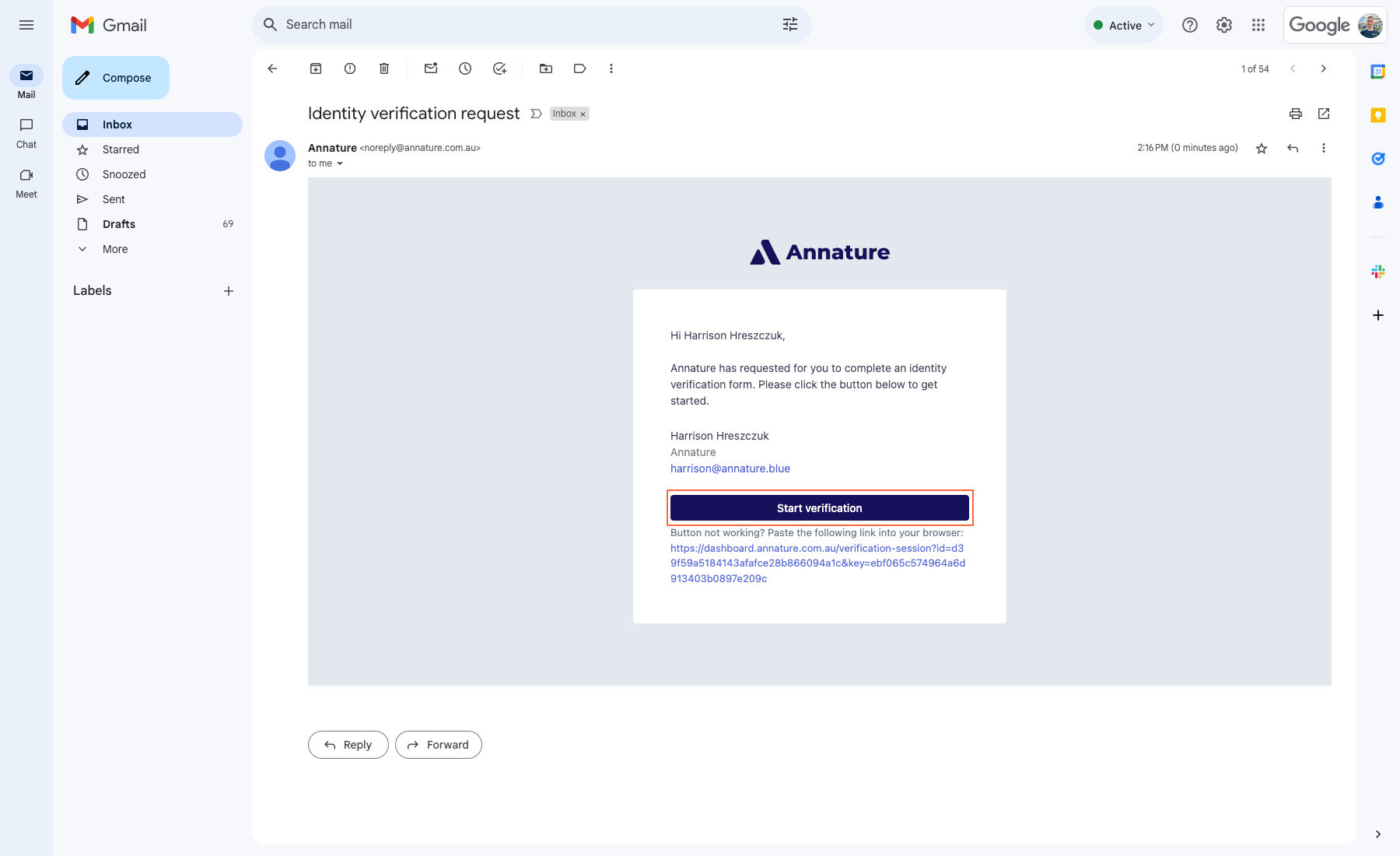 Verify your identity through Annature