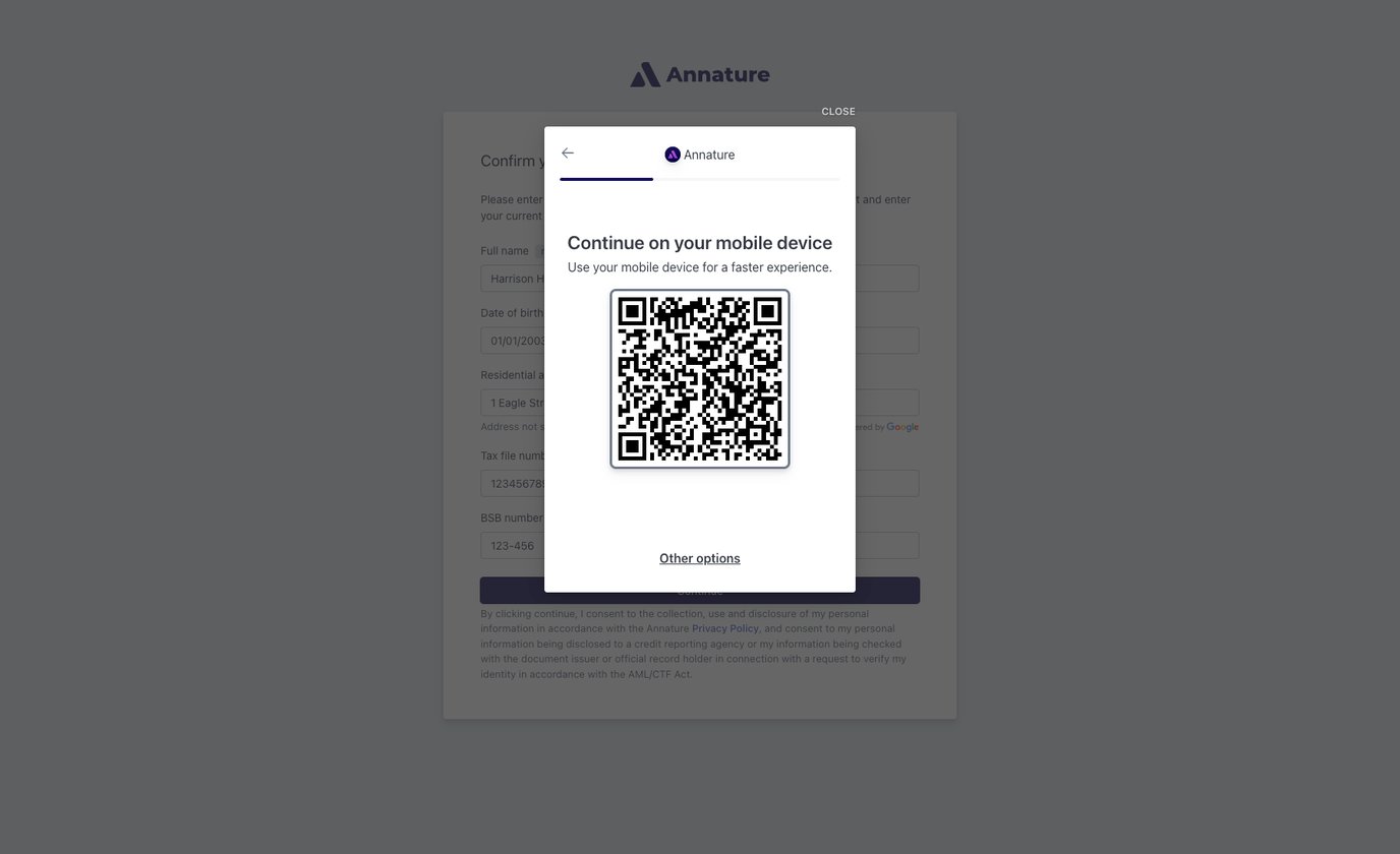 Verify your identity through Annature