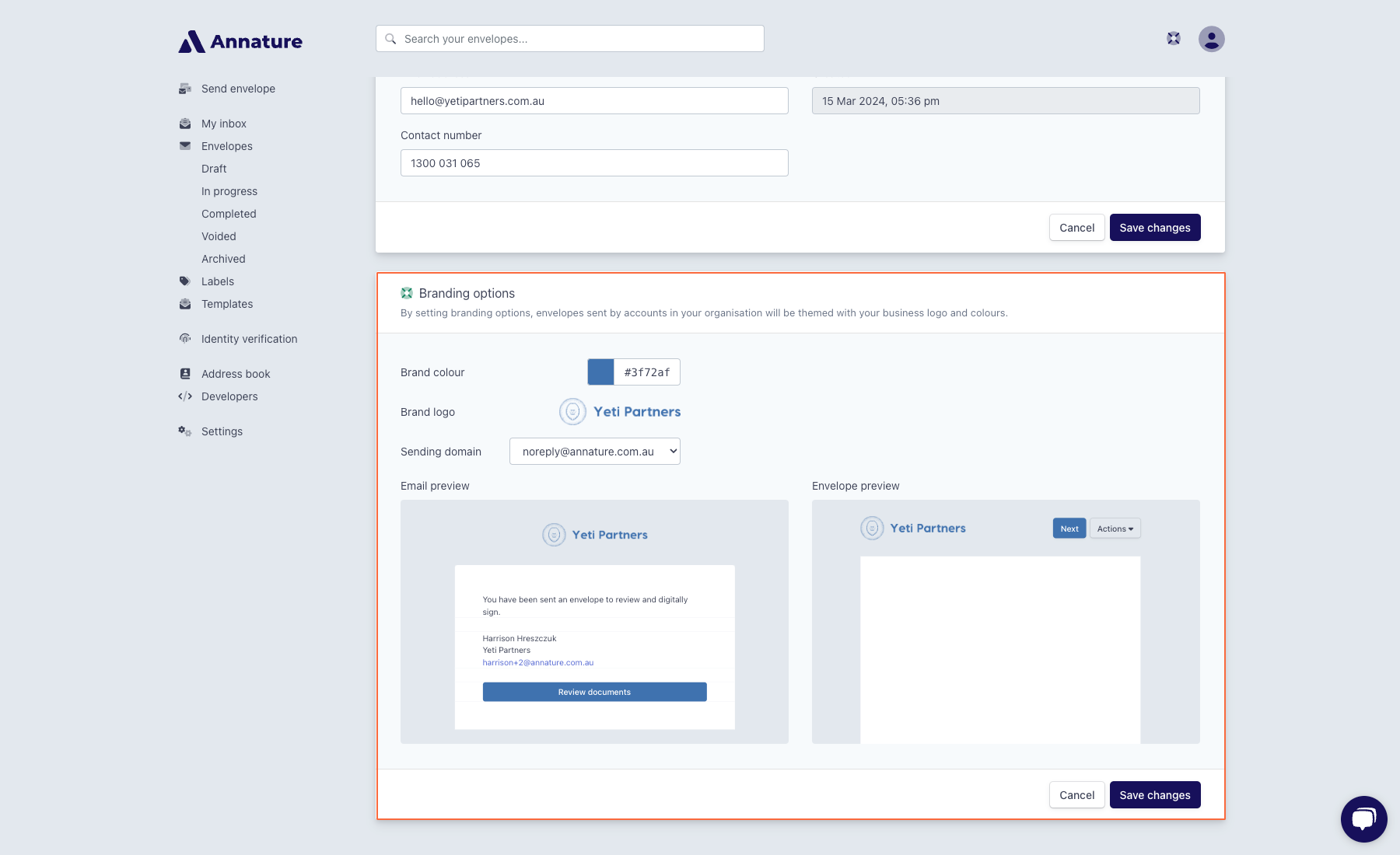 Upload your business logo and colour