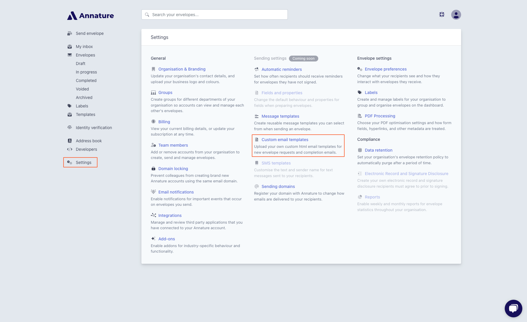 Configure custom email templates