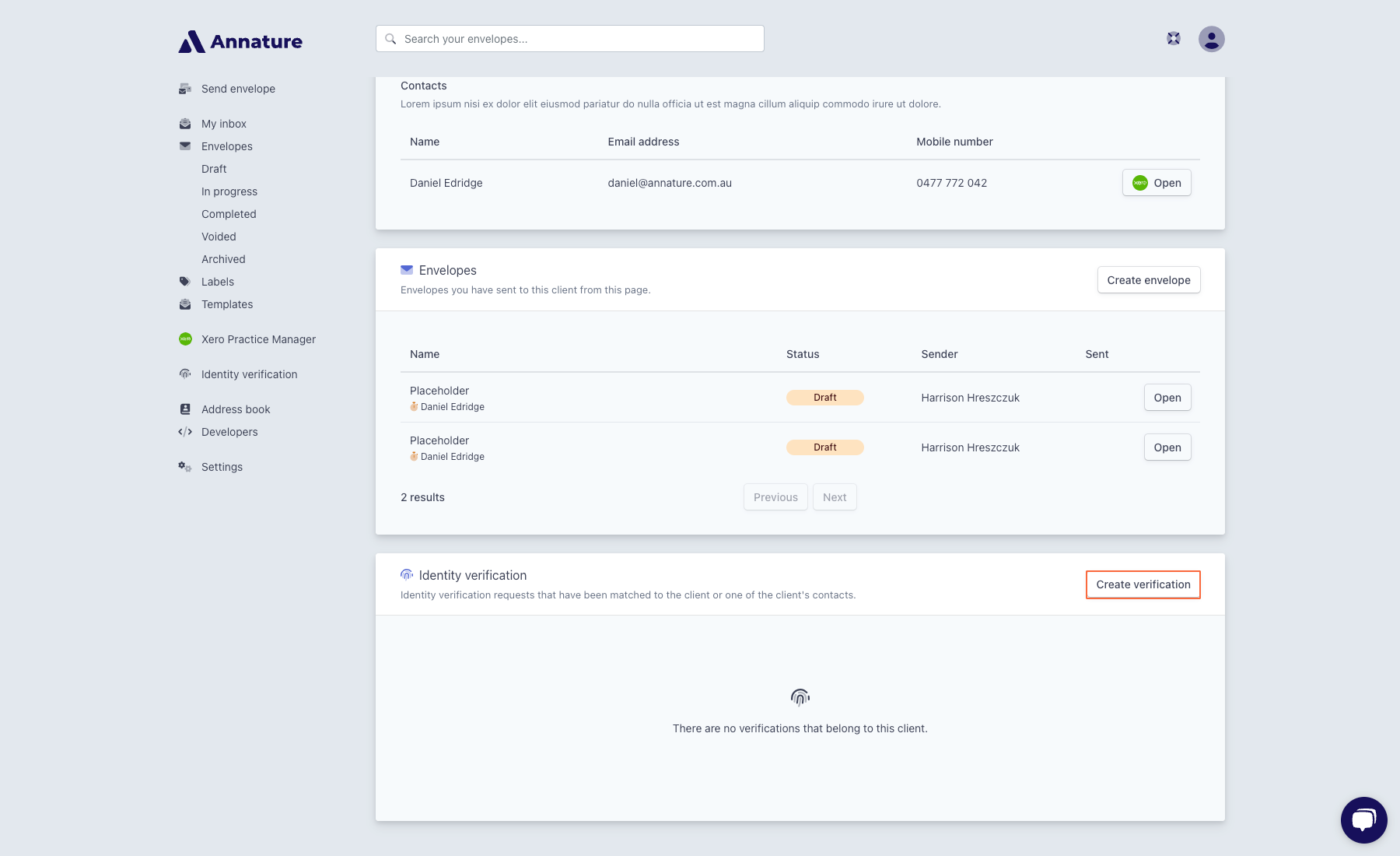 Create an Identity Verification for Xero Practice Manager clients