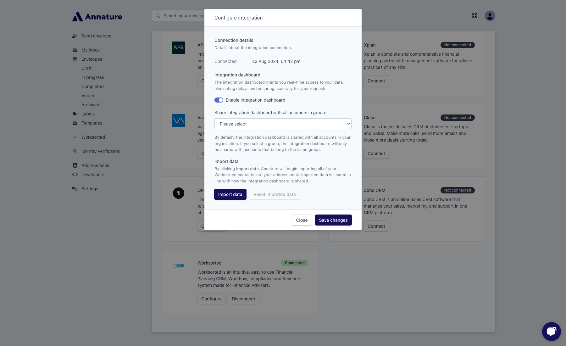Connecting Worksorted