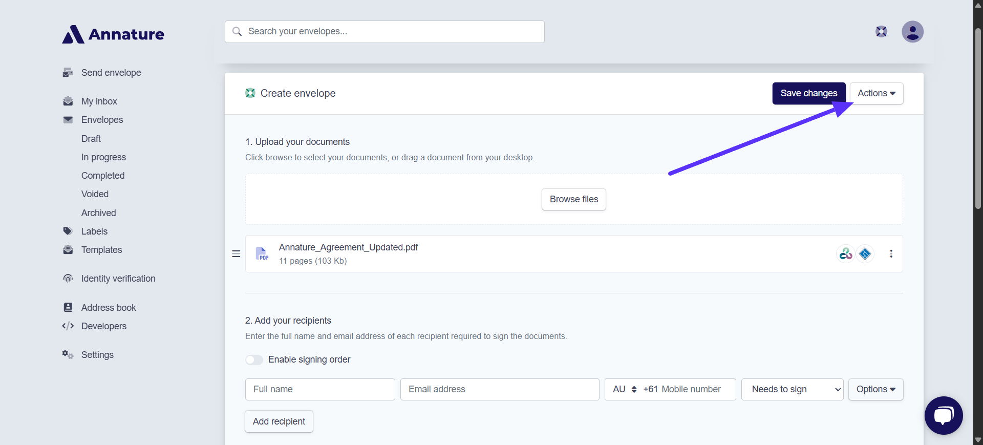 Set an envelope expiration date